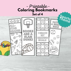 Printable Coloring Bookmark Sports Kids Soccer Basketball Football ...