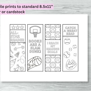 Printable Coloring Bookmark Sports Kids Soccer Basketball Football ...