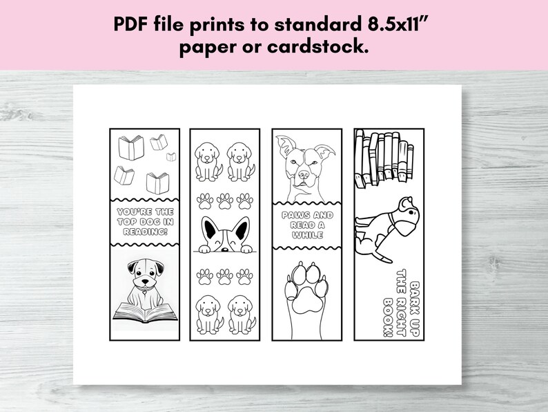Printable Coloring Dog Bookmarks Puppies Kids Dog Bookmark - Etsy