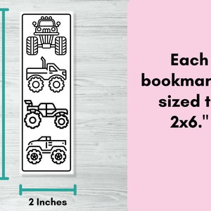 Printable Coloring Vehicle Bookmarks | Kids Racecar Monster Truck ...