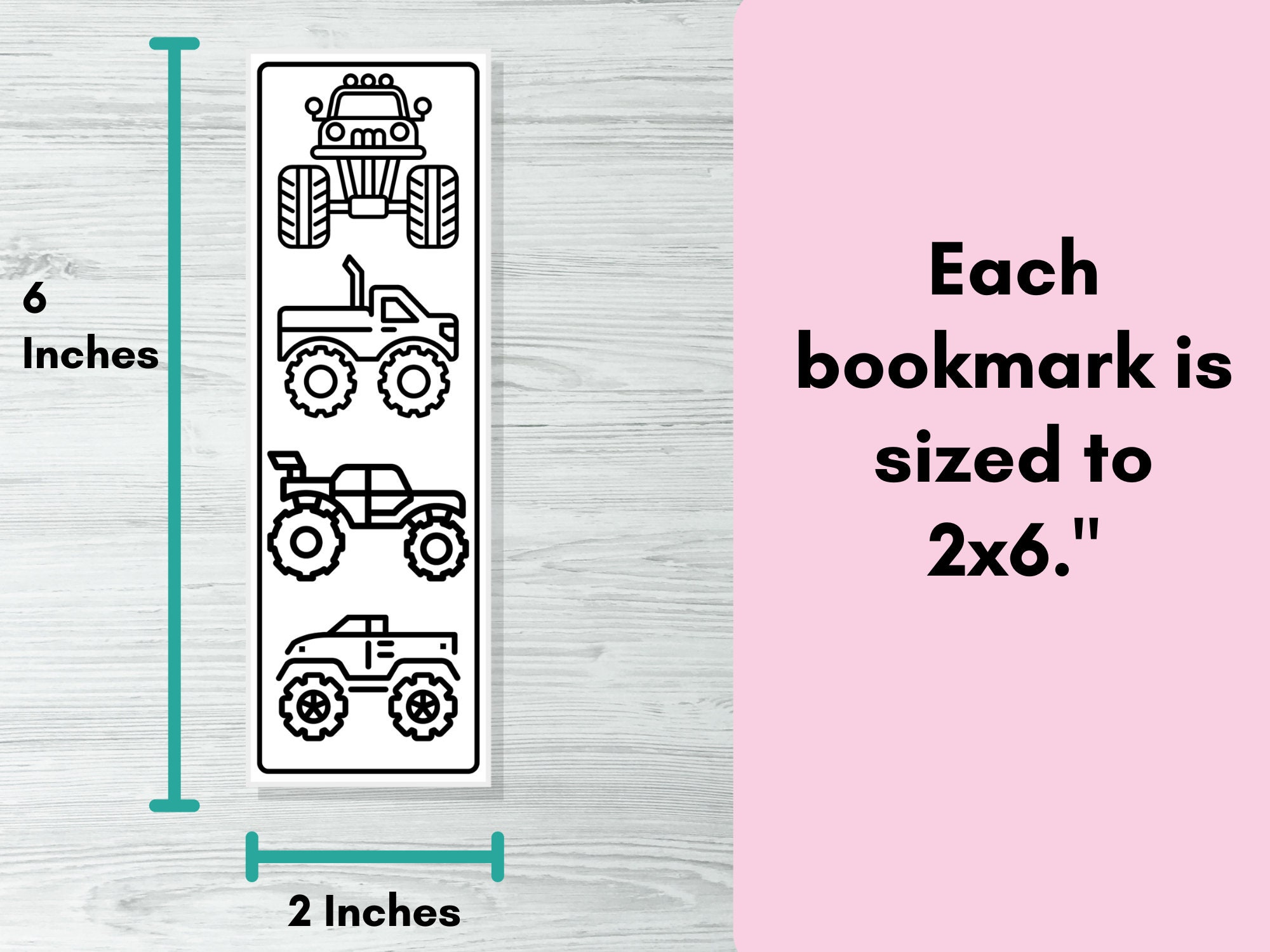 Printable Coloring Vehicle Bookmarks | Kids Racecar Monster Truck ...
