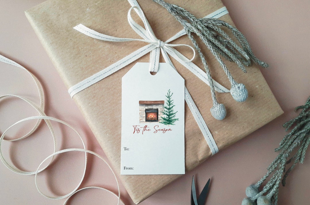 Printable Christmas Gift Tags | Farmhouse Fireplace Holiday Design - Etsy