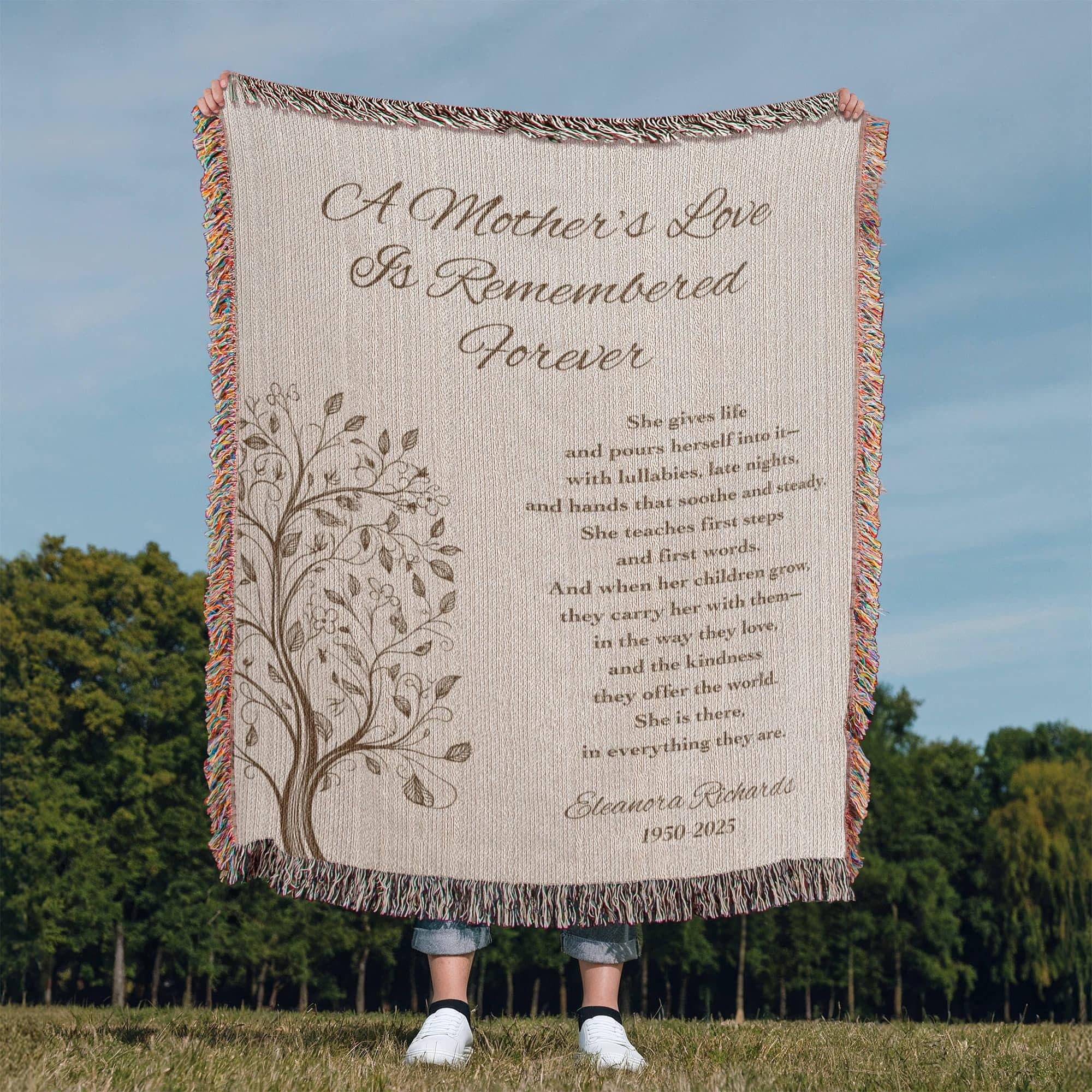 Heartfelt Sympathy Blanket: Woven Memorial Heirloom for Mother's Loss ...
