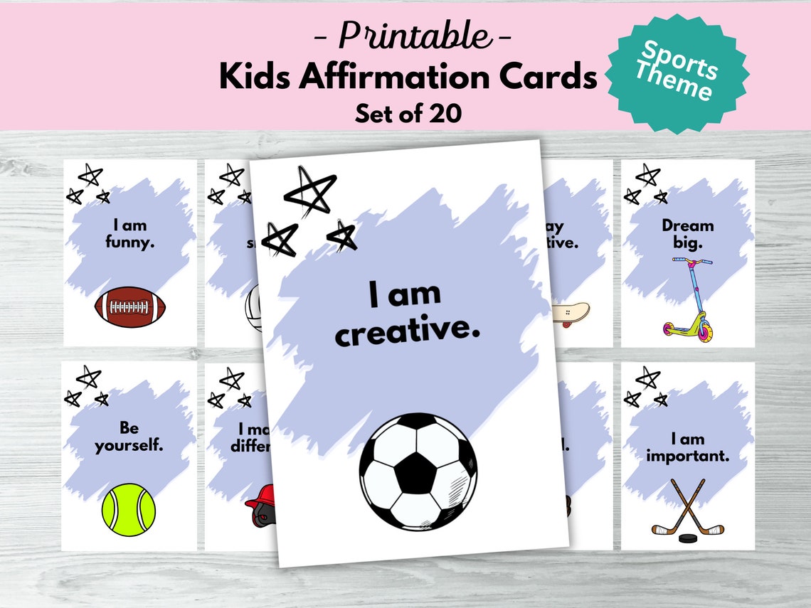 Affirmation Cards Printable Sports Printable Affirmations for Kids ...