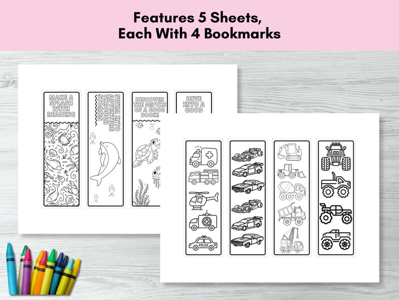 Printable Coloring Bookmarks | Kids Bookmarks Value Bundle | Ocean ...
