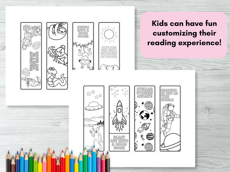 Printable Kids Coloring Bookmarks: Activity Bundle With Space, Pirates ...