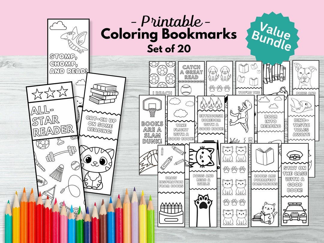 Printable Coloring Bookmarks: Kids Value Bundle (PDF) - Etsy
