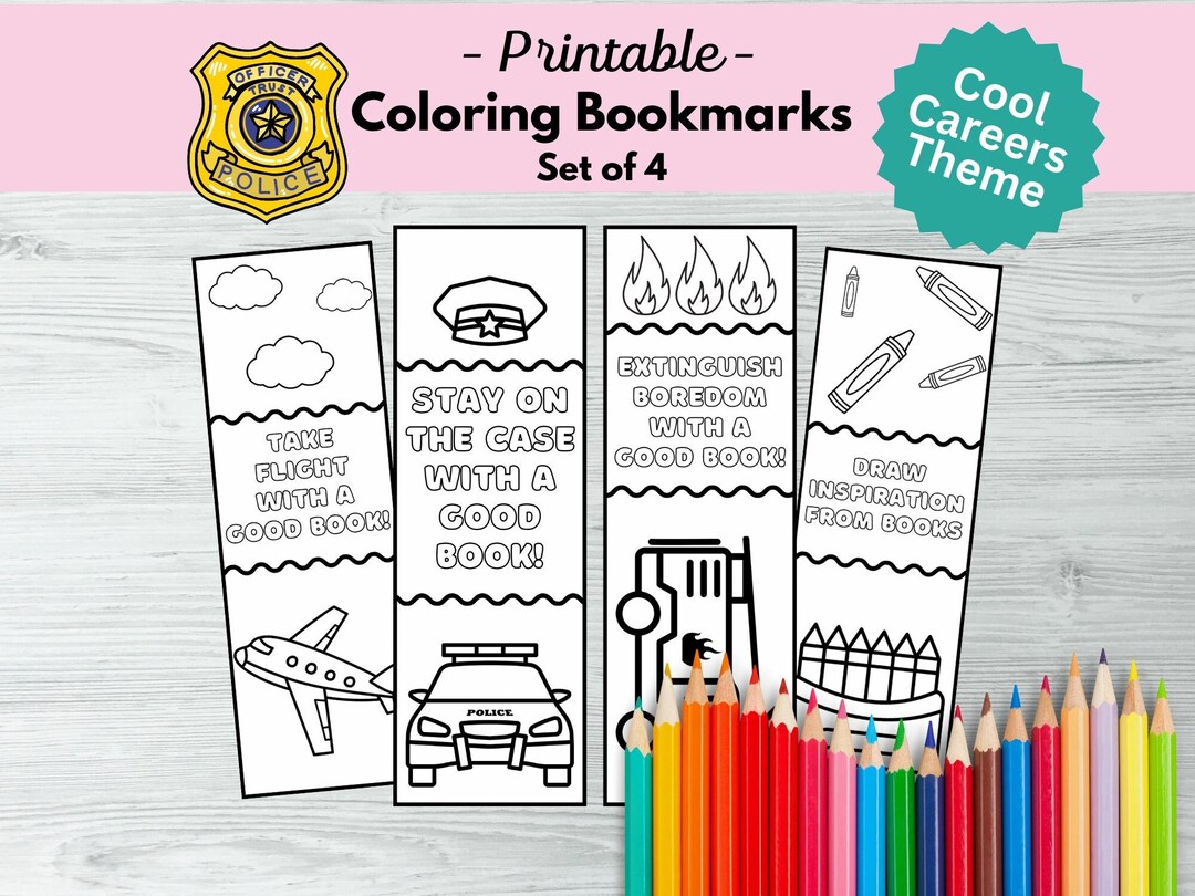 Printable Coloring Bookmarks Cool Careers Kids Police, Firefighter ...