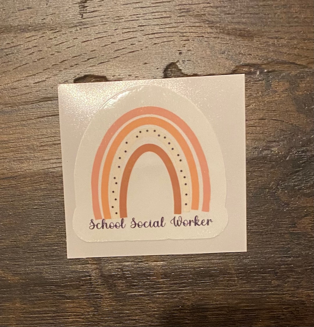 Boho Rainbow School Social Worker Sticker - Waterproof Vinyl Decal - Etsy