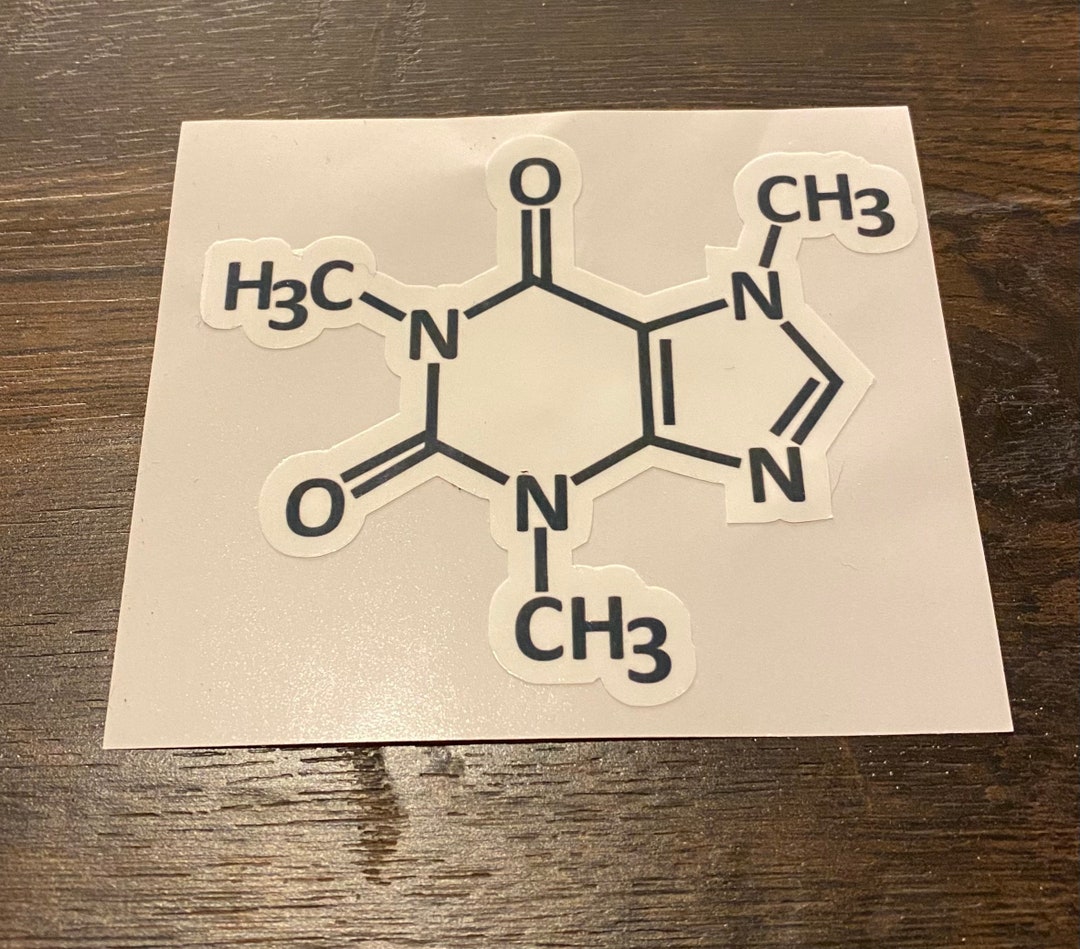 Caffeine Molecule Sticker. Vinyl, Waterproof,removable Great for Water ...