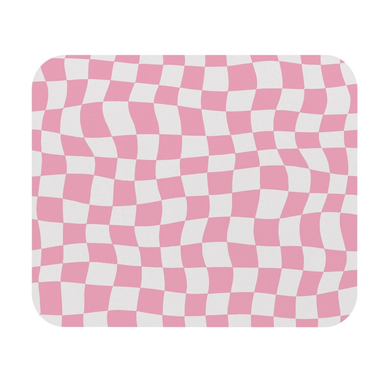 Pink White Wavy Warped Checkered Pattern Mouse Pad Checker - Etsy