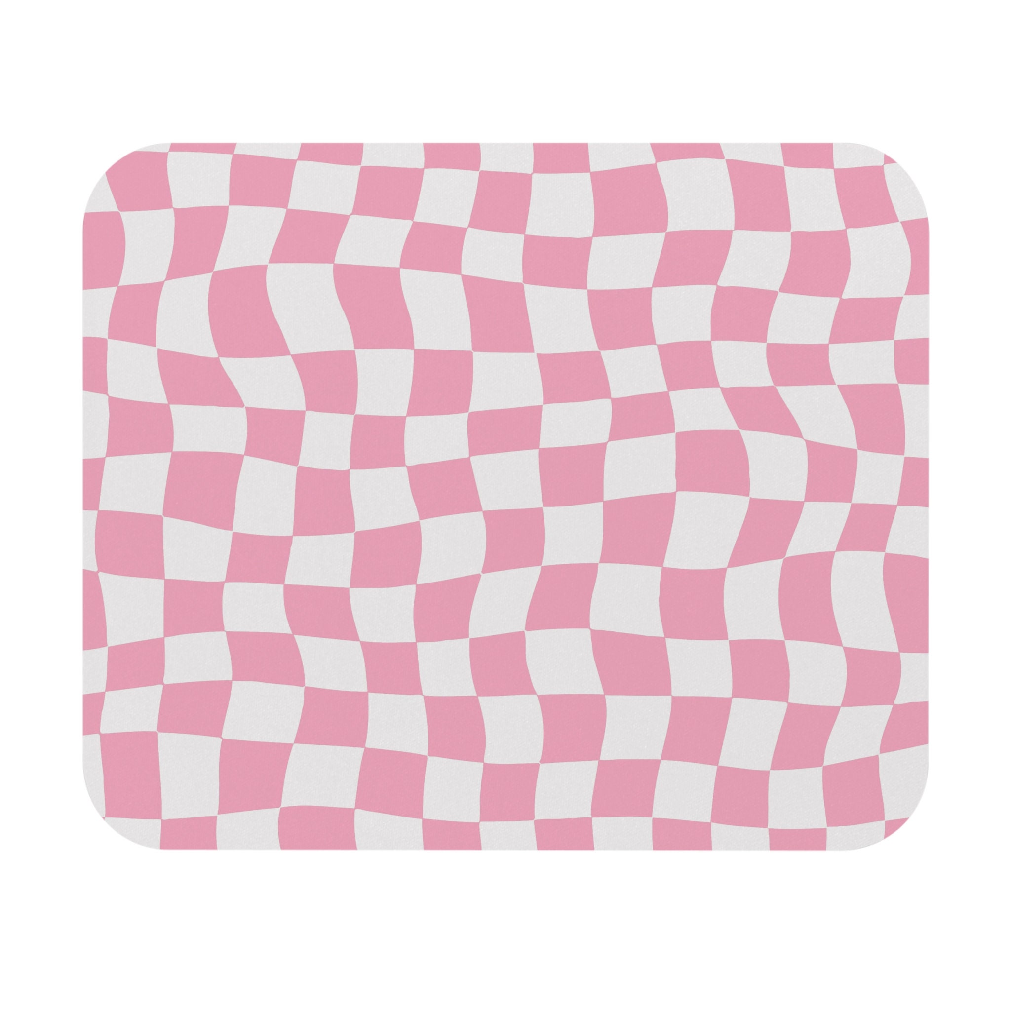 Pink White Wavy Warped Checkered Pattern Mouse Pad Checker - Etsy