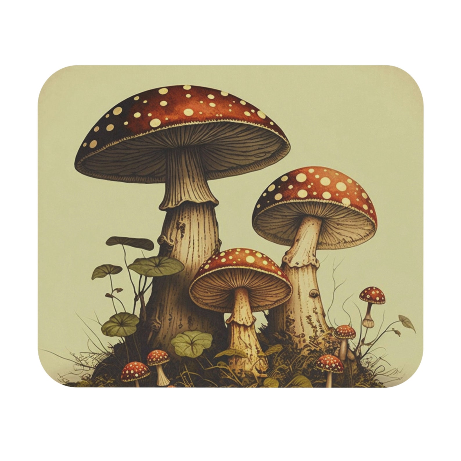 Vintage Mushroom Background Mouse Pad - Retro Mushroom Mouse Pad ...