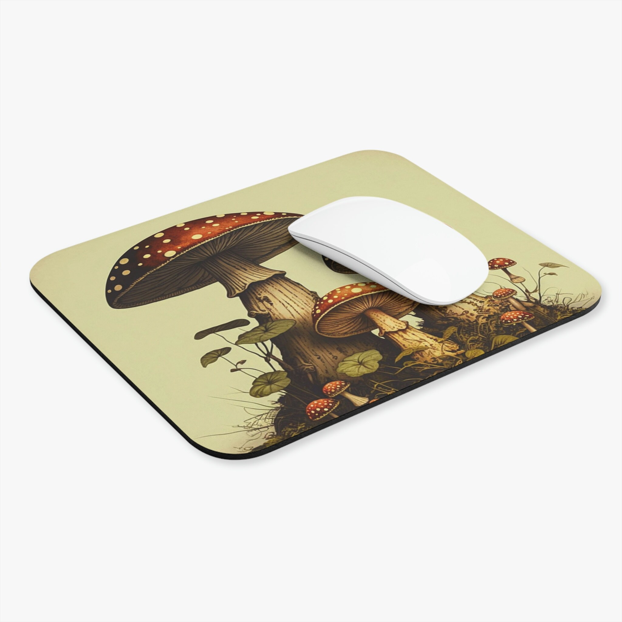 Vintage Mushroom Background Mouse Pad Retro Mushroom Mouse Pad Nature ...