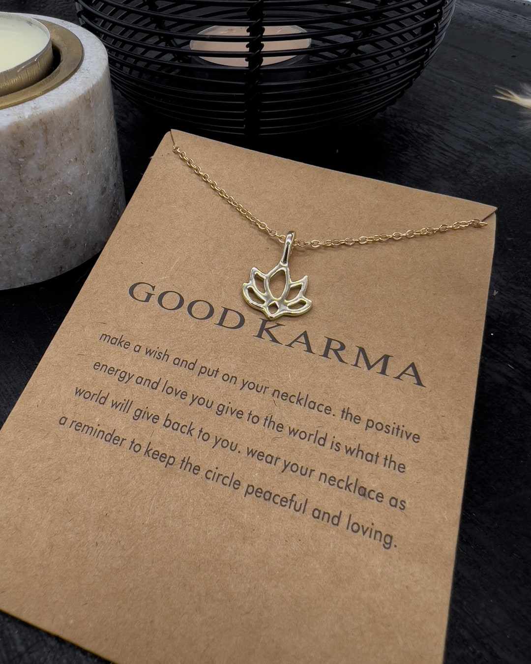 Lotus Flower Necklace, Golden Chain With Lotus Flower as Pendant ...