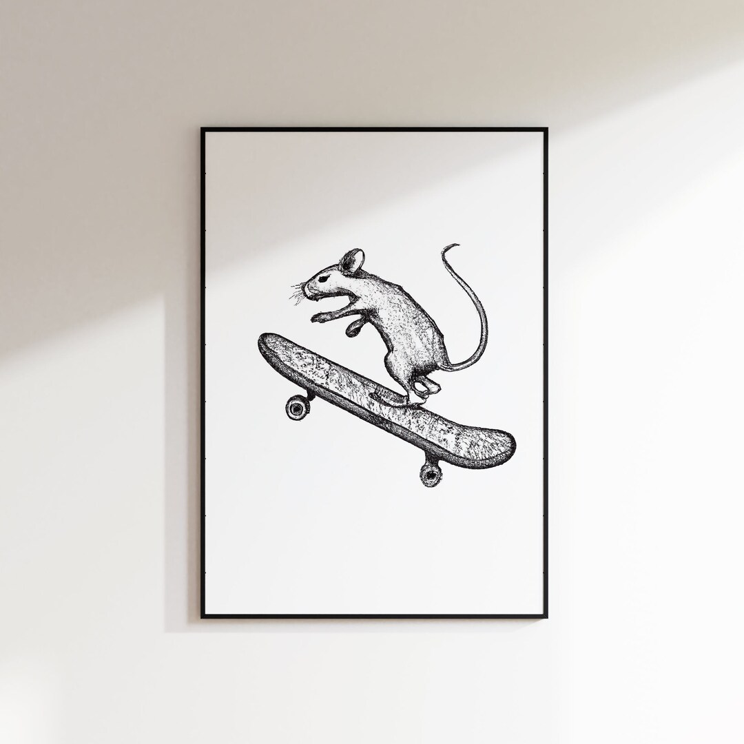 Mouse on a Skateboard Sketch of a Mouse Skater Mouse Crazy Picture ...