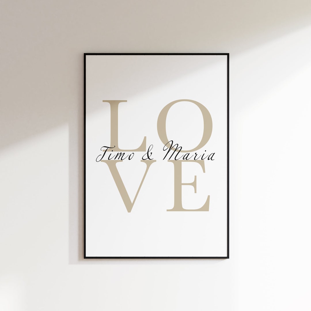 Personalized Poster Pair LOVE With Name Personalized Poster Pairs ...