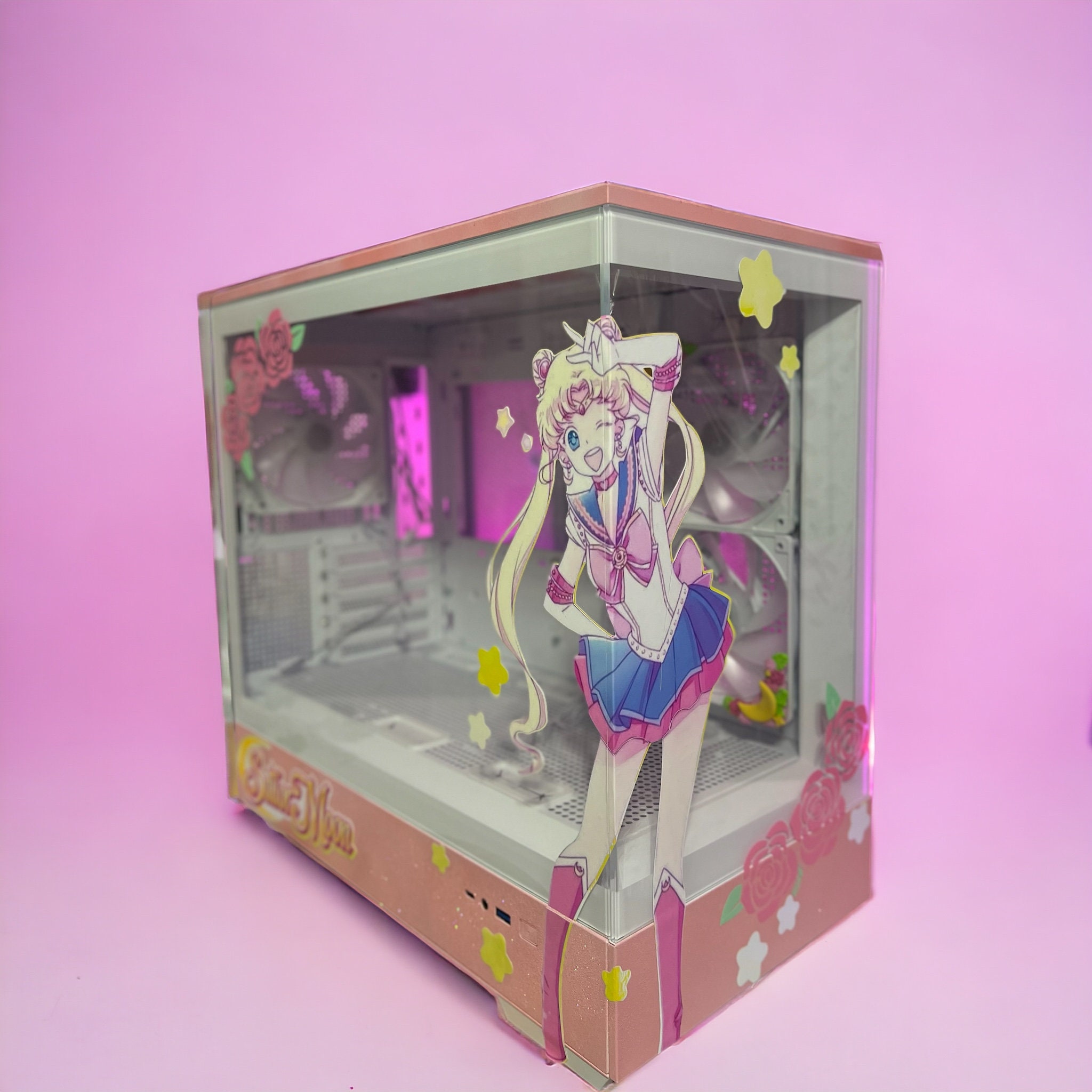 Custom Sailor Moon Themed PC Case - Baby Pink Power Makeup - Handmade ...