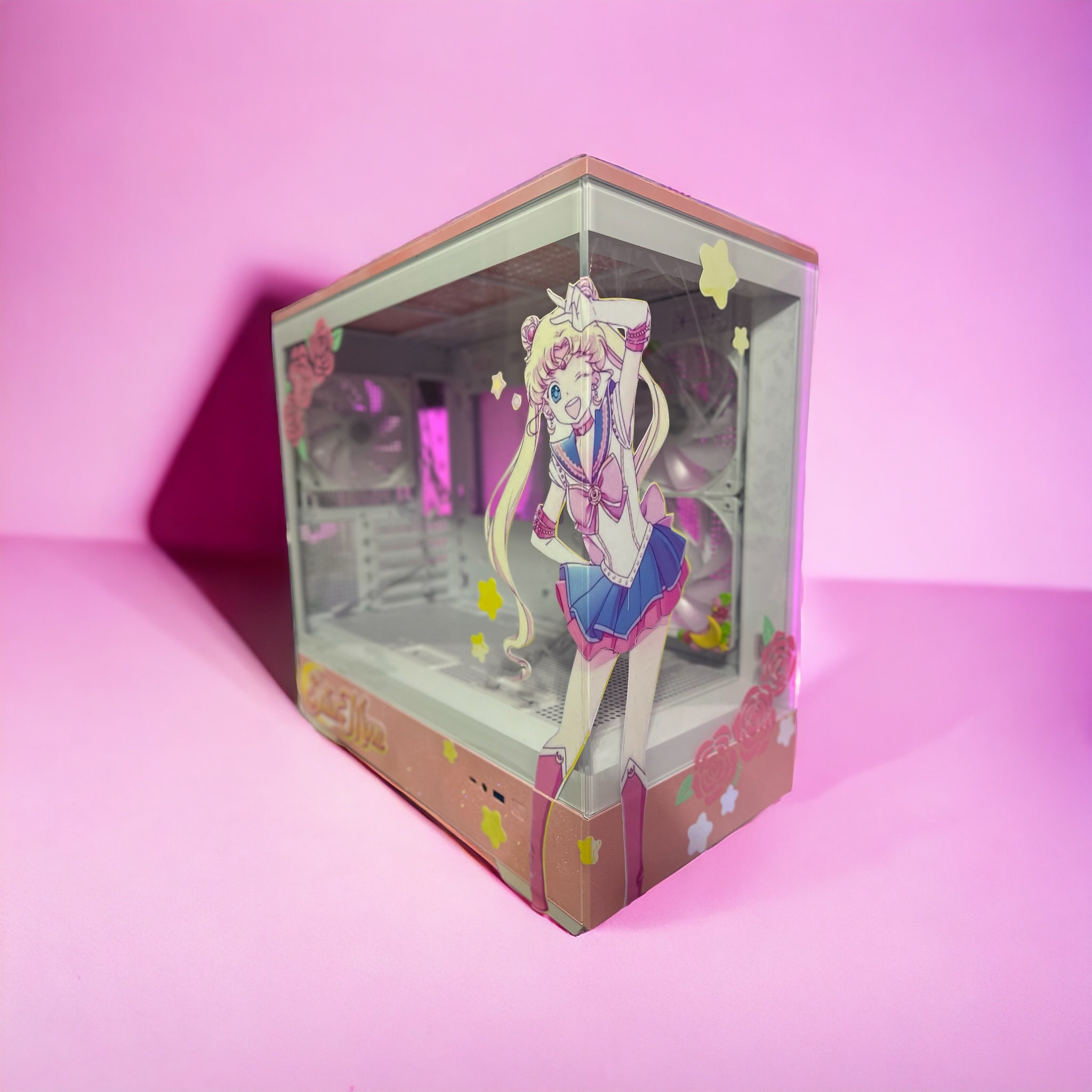 Custom Sailor Moon Themed PC Case - Baby Pink Power Makeup - Handmade ...