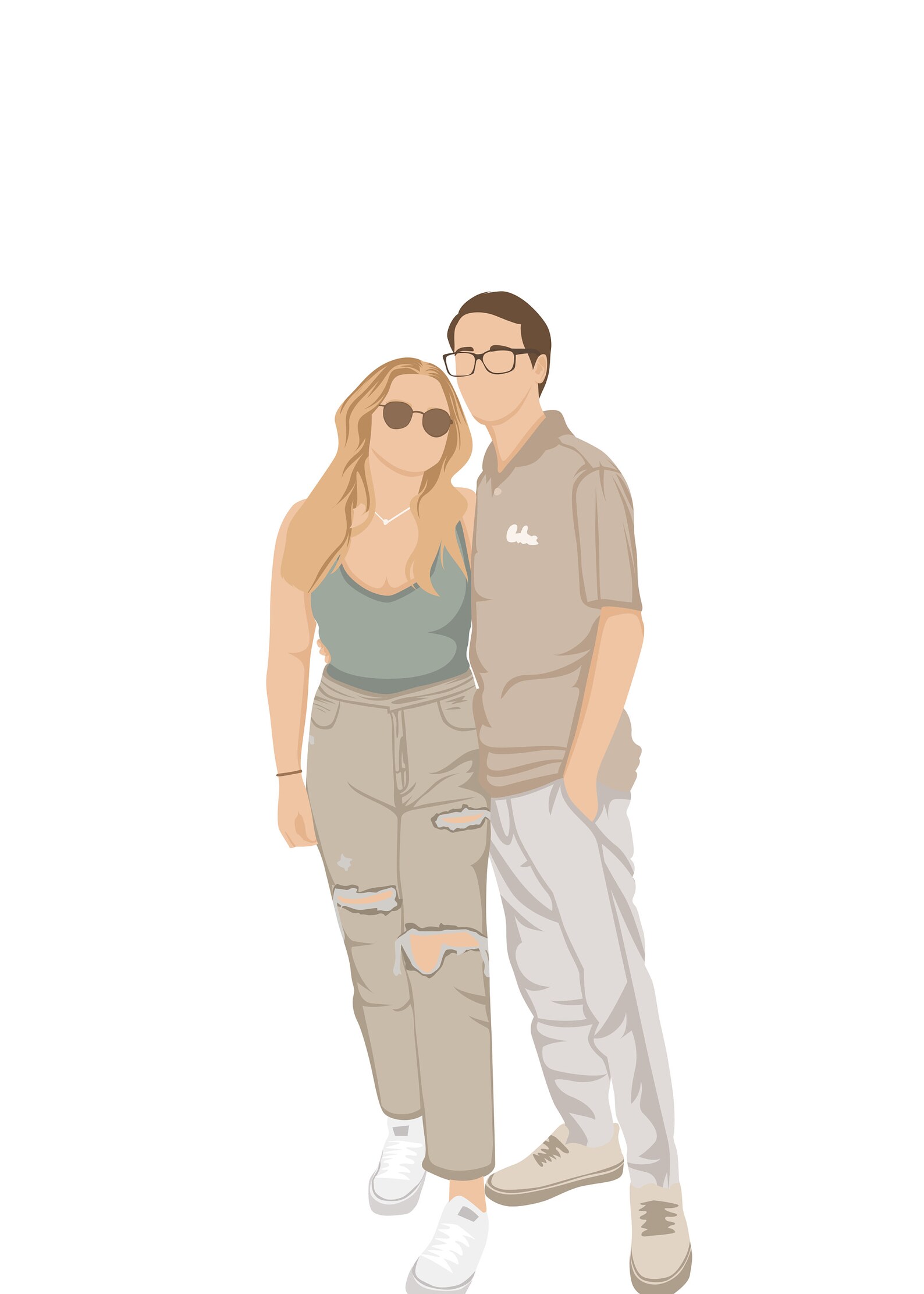 Custom Minimal 2 People Custom Illustration Birthday | Etsy