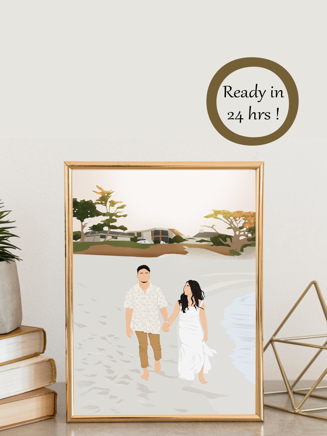 Custom Minimal Faceless Digital Portrait Cartoon Portrait Holiday Gift ...