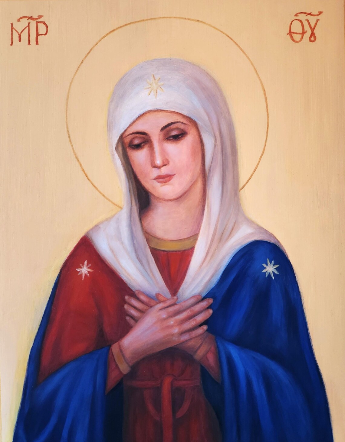Icon of Mother of God, Virgin Mary Icon, Handmade Icon, Custom Oil ...