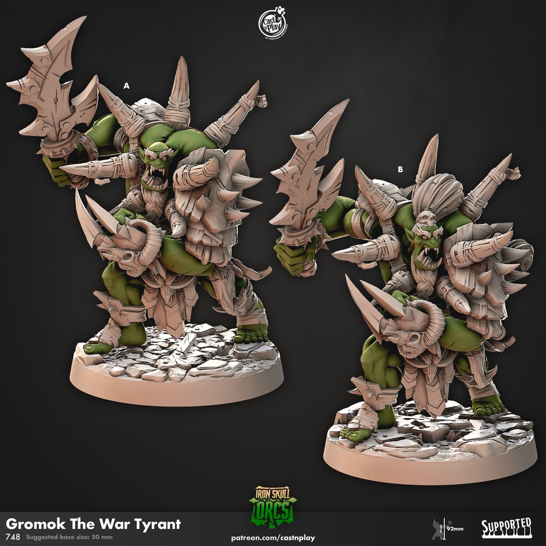 Cast N Play - Iron Skull Orcs - Gromok the War Tyrant for Dnd, Tabletop ...