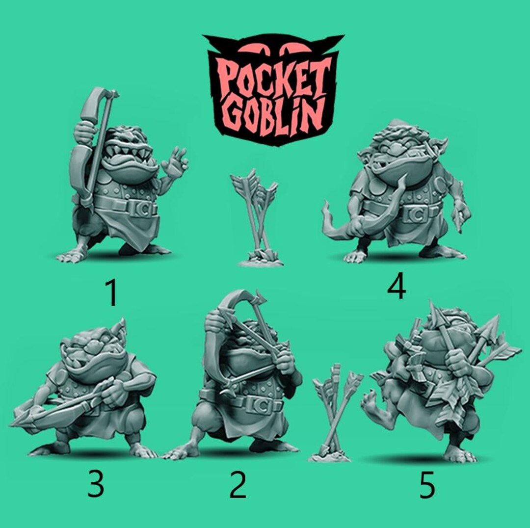 Pocket Goblin - Archers - for Dnd, Roleplay, Miniatures for Painting ...
