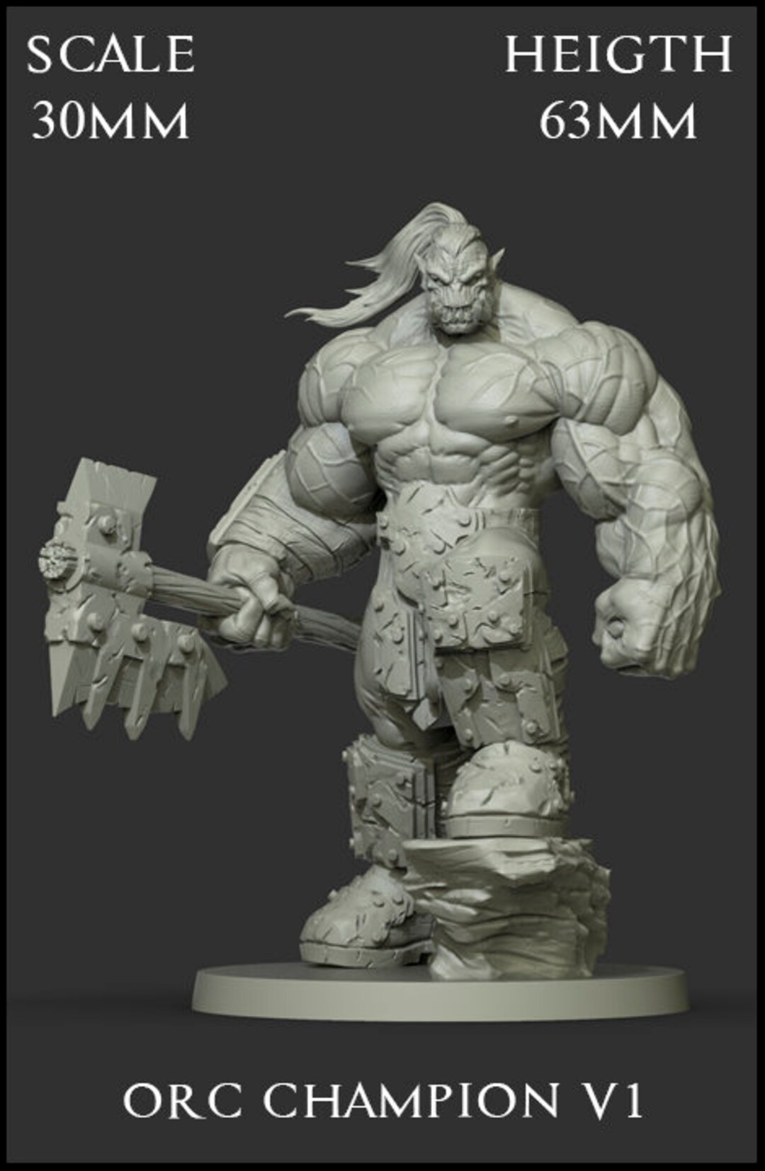 Yedharo - Orc Champion V1 - 30mm Scale for Dnd, Roleplaying, Table Top ...