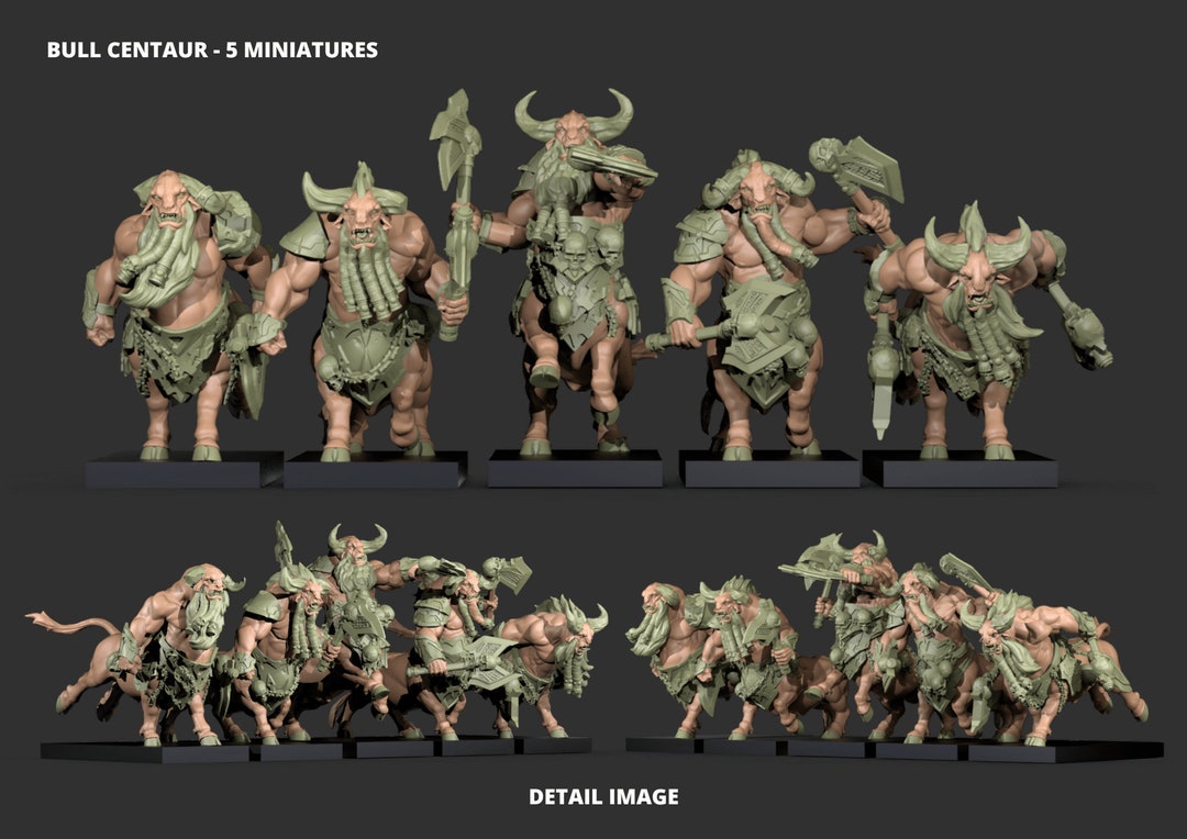 Yedharo - Bull Centaurs Type A - 30mm Scale for Dnd, Roleplaying, Table ...