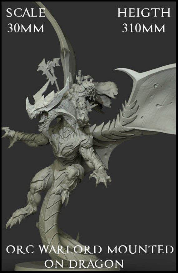 Yedharo Orc Warlord Dragon Rider 30mm Scale for Dnd - Etsy