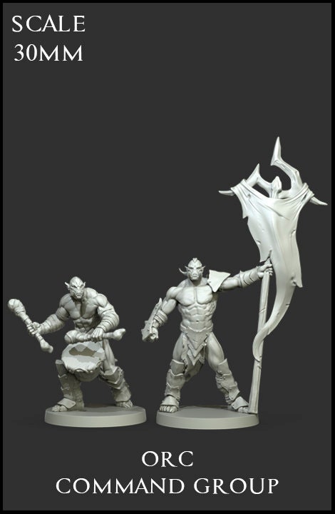Table Top Wargames Roleplaying Savage Orc Female Command group 30mm ...