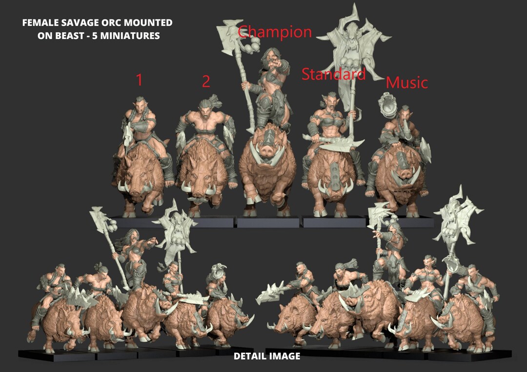 Yedharo - Savage Orc Female Mounted Unit - 30mm Scale for Dnd ...