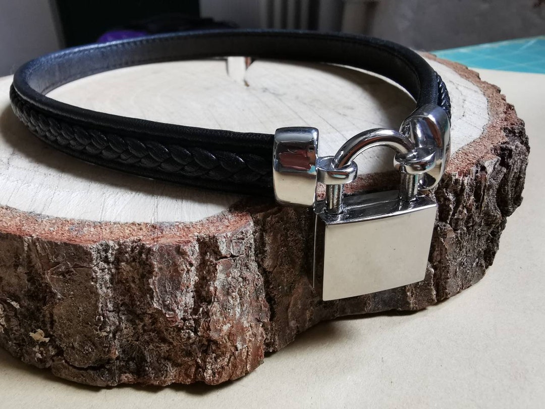 Collar, Leather Chain, Locked, Lock, Closed, Daycollar, Slave, BDSM - Etsy