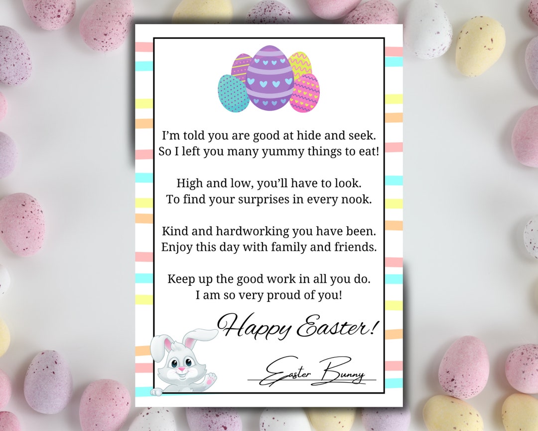 Easter Bunny Poem Printable Poem Easter Basket Instant Download ...