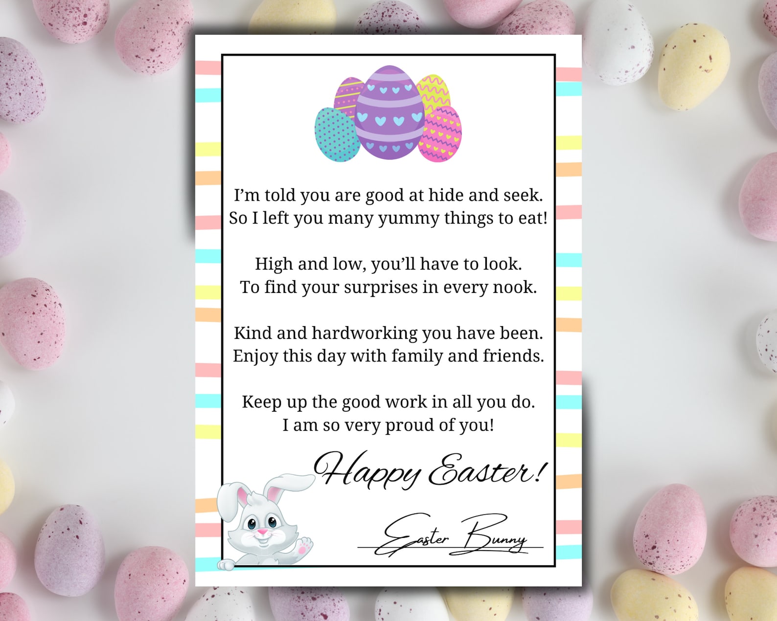 Easter Bunny Poem Printable Poem Easter Basket Instant Download ...