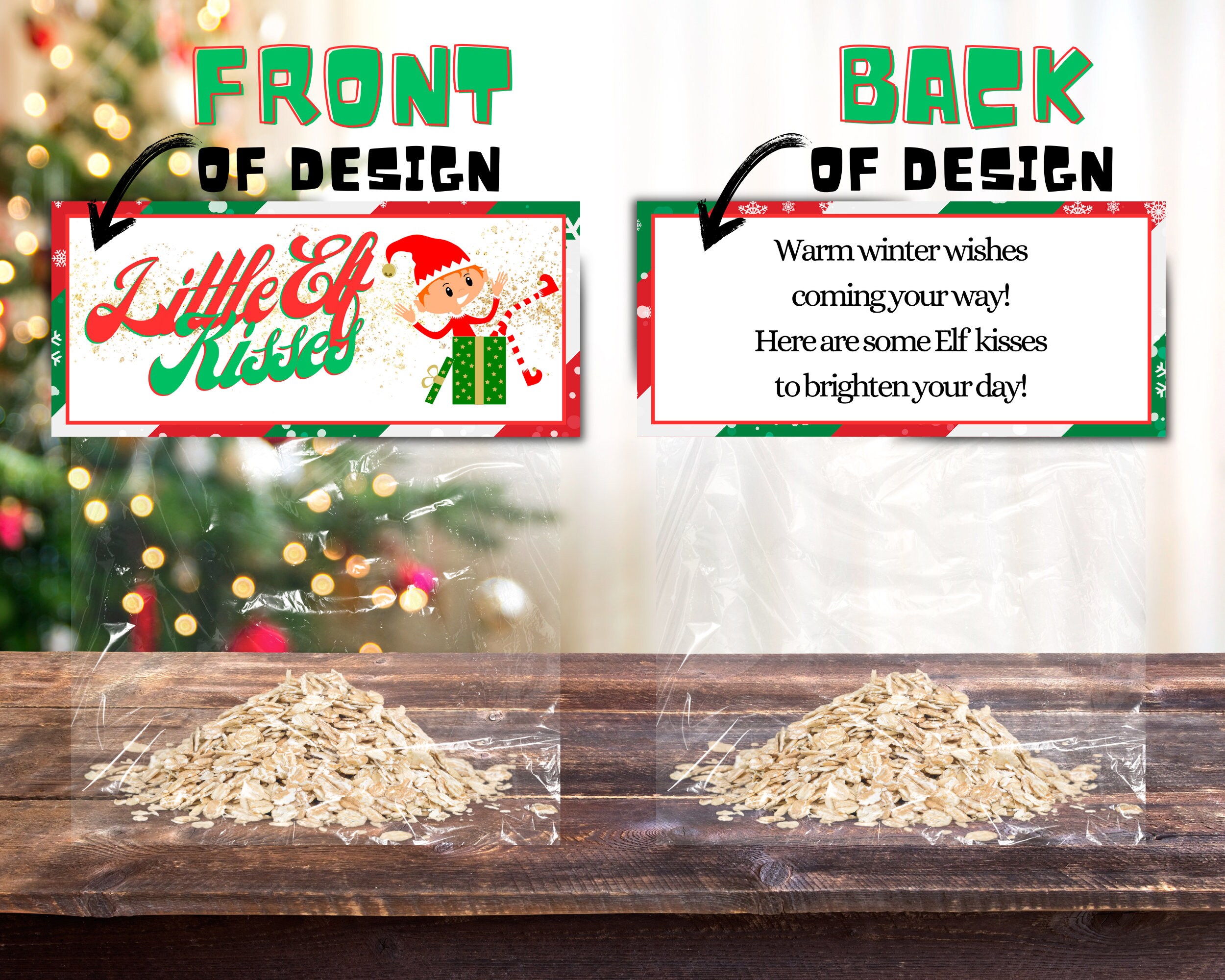 Little Elf Kisses Bag Topper Christmas Treats Holiday Bag Topper ...