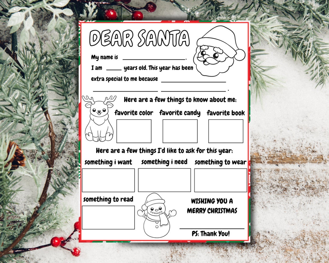 Letter to Santa Coloring Page Christmas Coloring Christmas Kids ...
