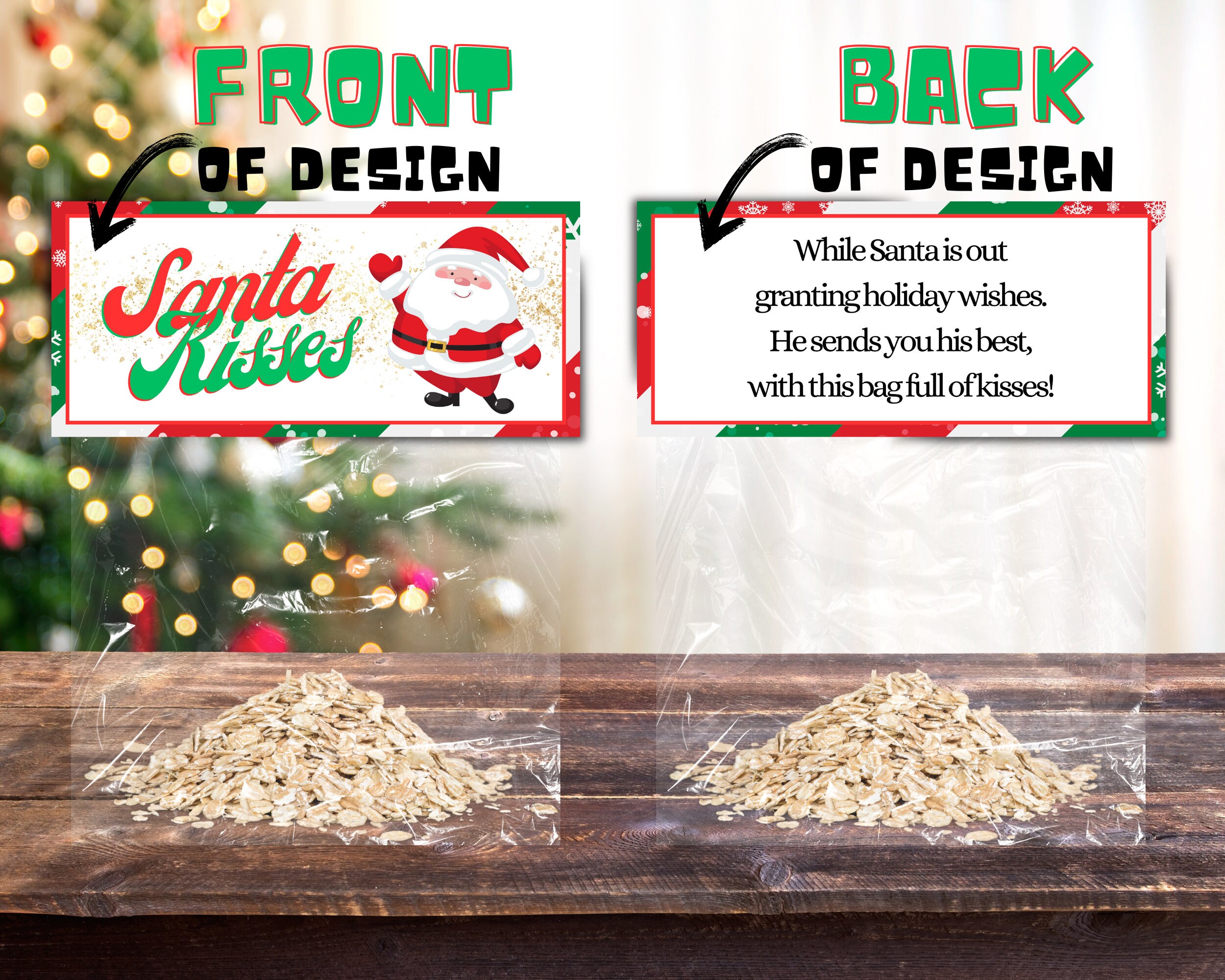 Santa Kisses Bag Topper Christmas Treats Holiday Bag Topper Instant ...