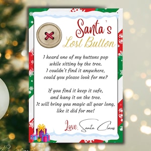 Santa's Lost Button Button Tag Printable Poem Christmas Eve Box Item ...