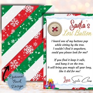 Santa's Lost Button Button Tag Printable Poem Christmas Eve Box Item ...
