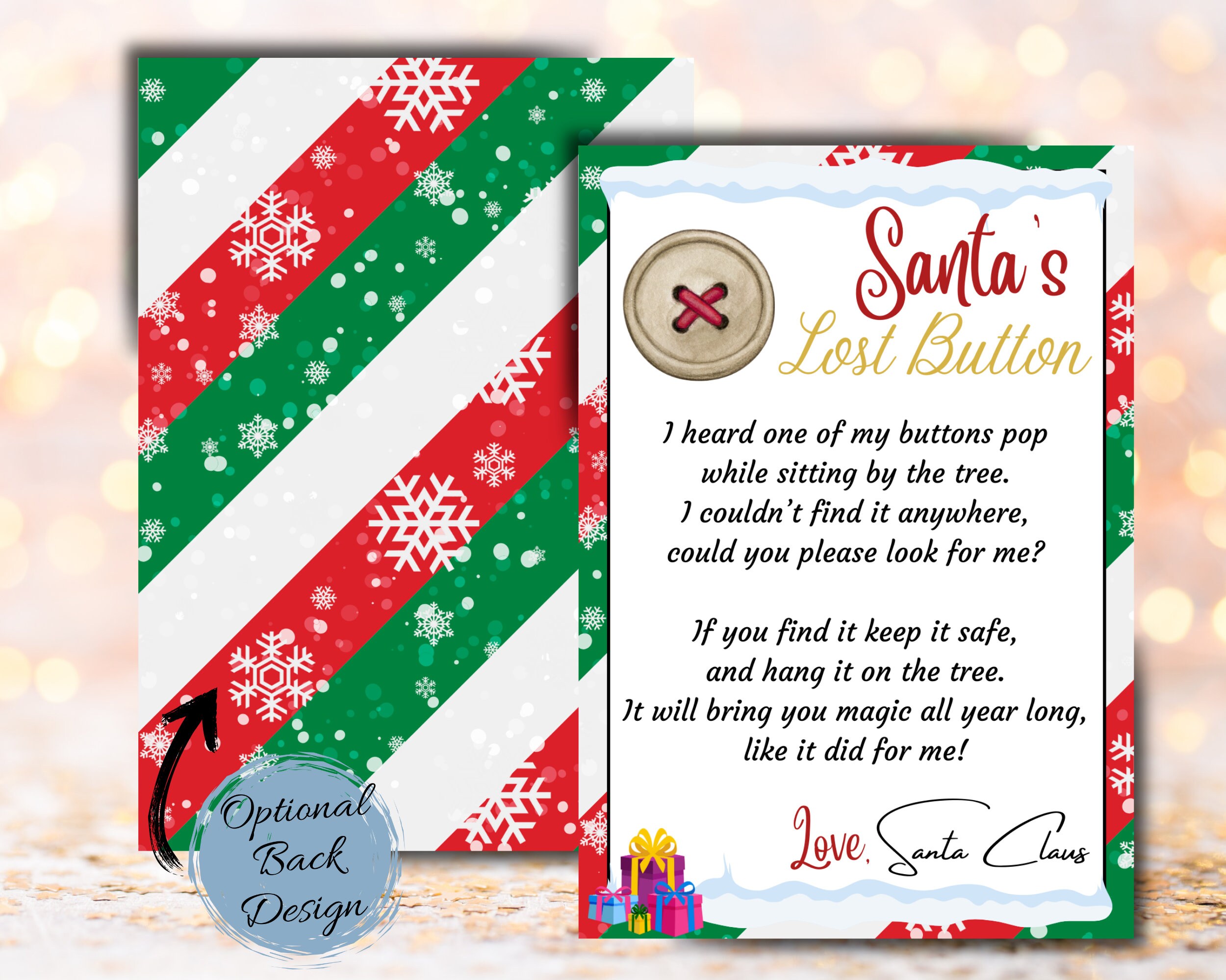 Santa's Lost Button Button Tag Printable Poem Christmas Eve Box Item ...