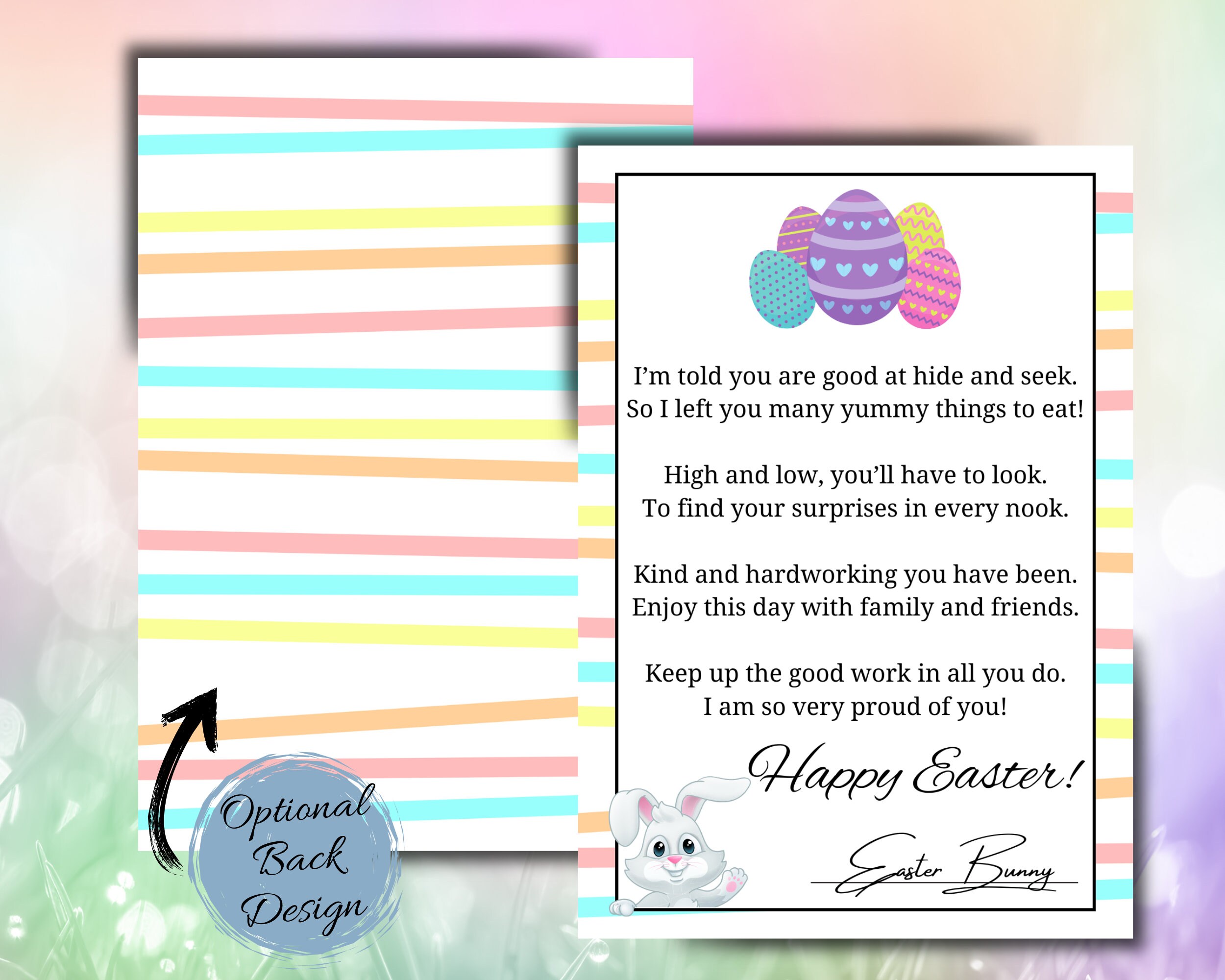 Easter Bunny Poem Printable Poem Easter Basket Instant Download ...