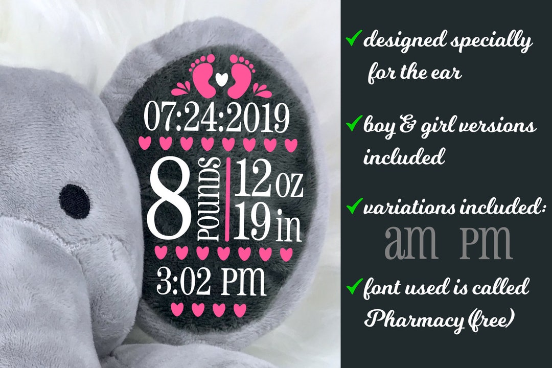 Birth Stats Elephant PNG, Baby Birth Print, Baby Png, Newborn, Baby ...