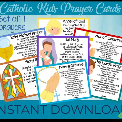 Prayers for Catholic Kids Printable Prayer Packet Beginner - Etsy