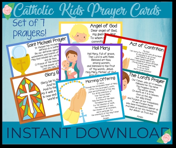 Catholic Kids Prayer Cards Printable Common Catholic - Etsy Australia