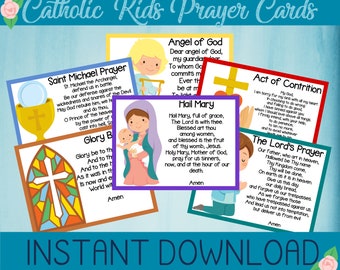 Catholic Kids Prayer Cards | Printable | Common Catholic Prayers | Set ...