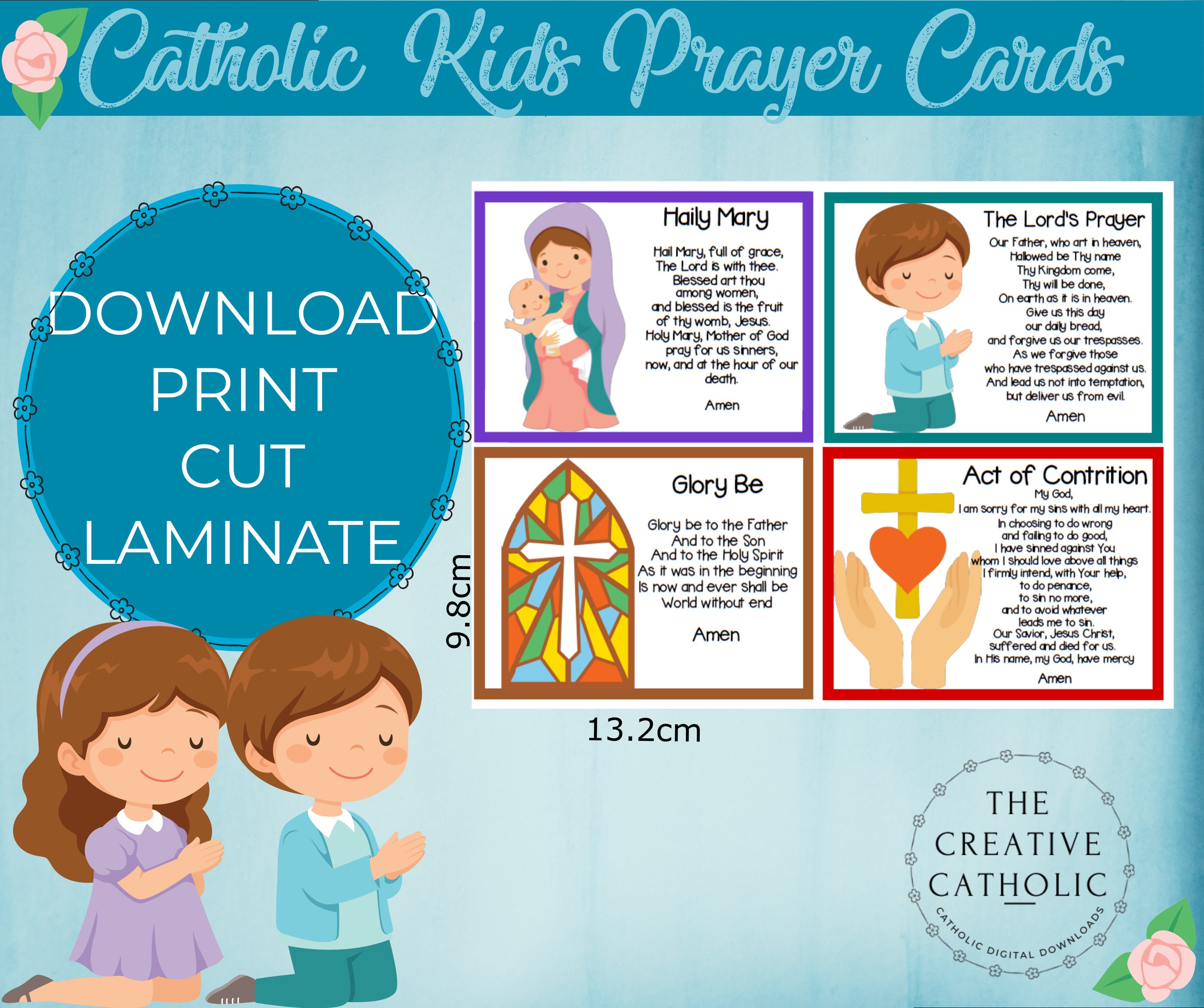 Catholic Kids Prayer Cards | Printable | Common Catholic Prayers | Set ...