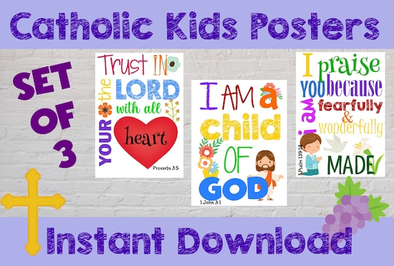 Catholic Kids Printable Wall Art Catholic Room Decor Digital - Etsy