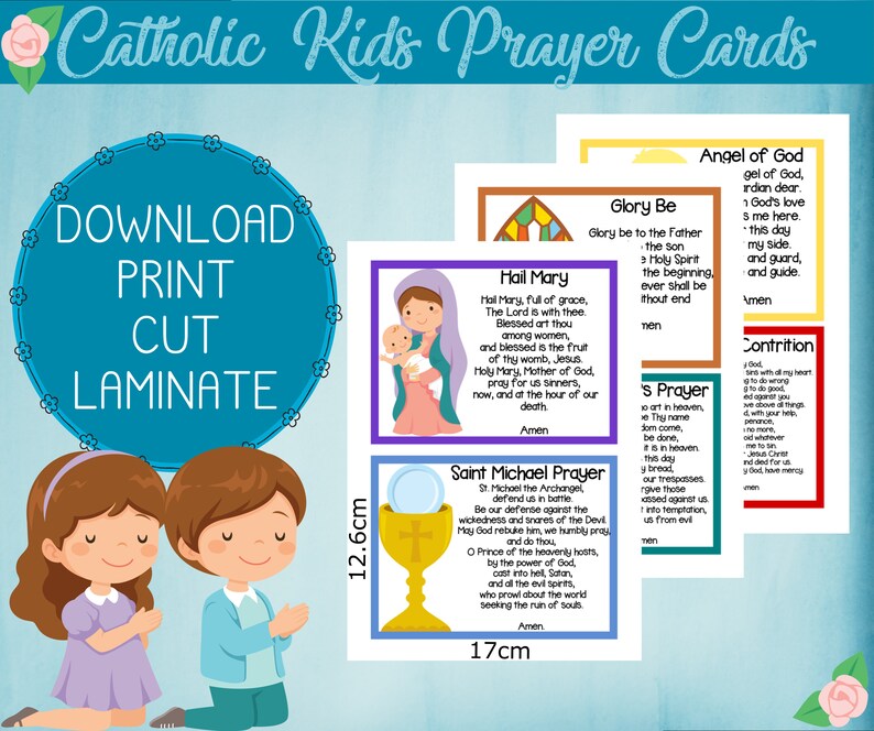 Catholic Kids Prayer Cards | Printable | Common Catholic Prayers | Set ...